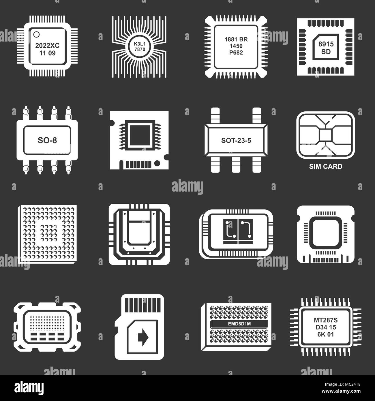 Computer chips icons set grey vector Stock Vector Image & Art - Alamy