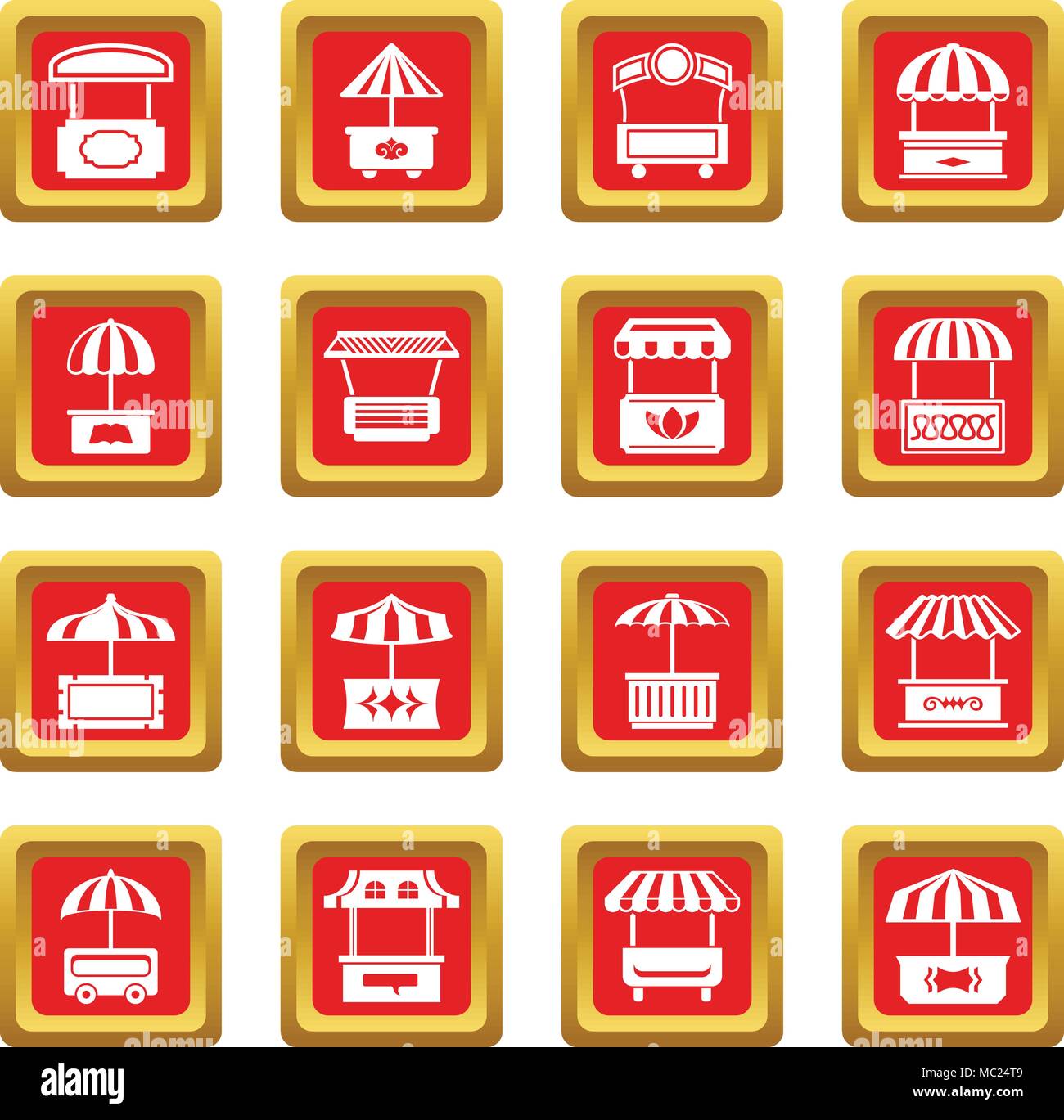 Street food kiosk icons set red square vector Stock Vector Image & Art ...