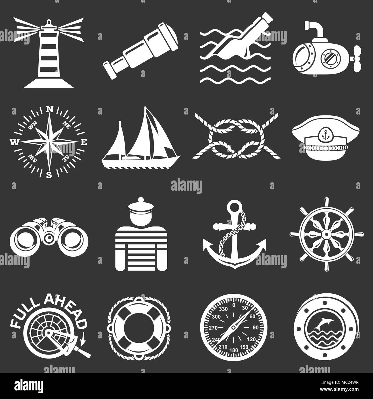 Nautical icons set grey vector Stock Vector Image & Art - Alamy