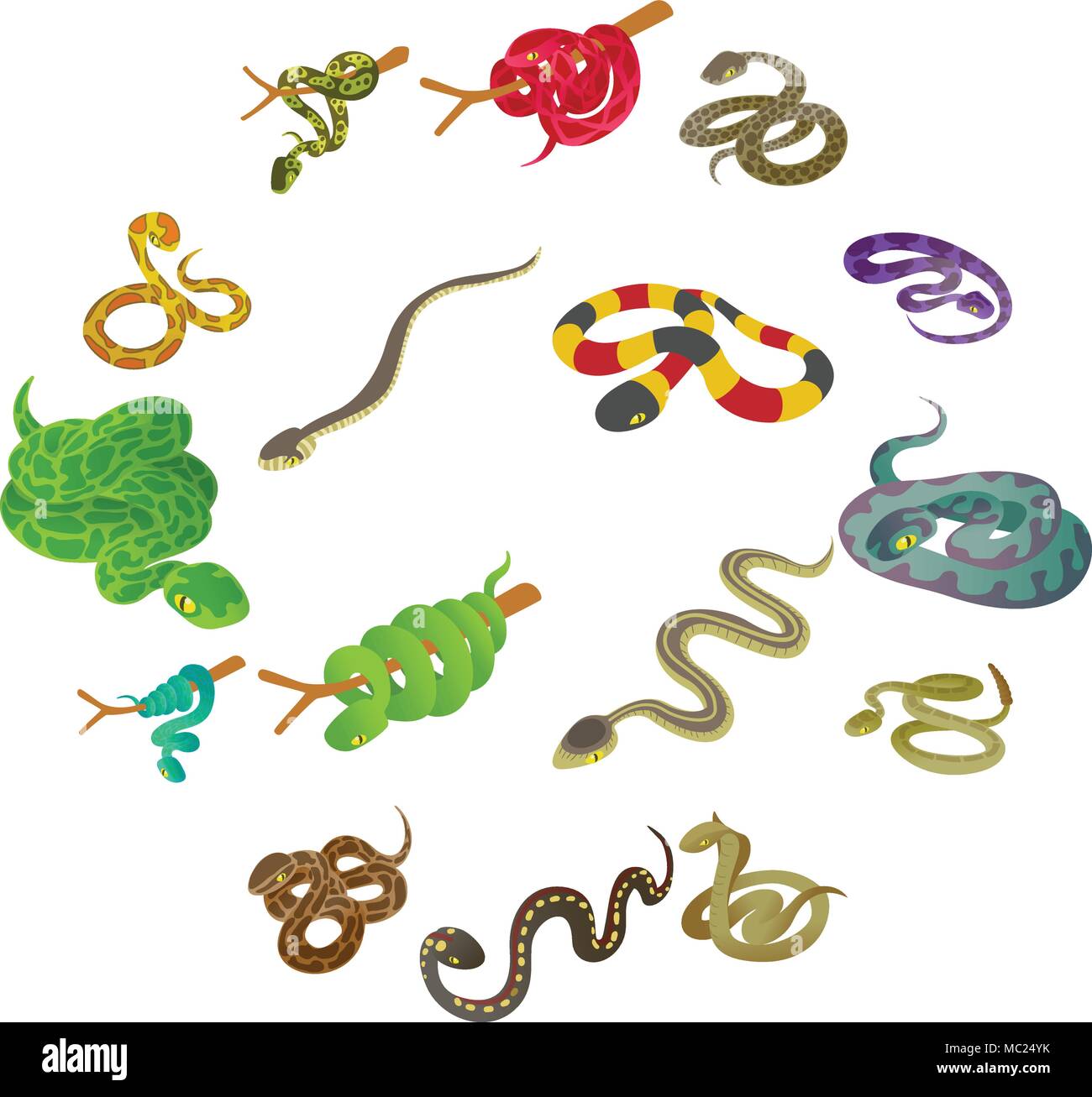 Snake icons set, isometric style Stock Vector Image & Art - Alamy