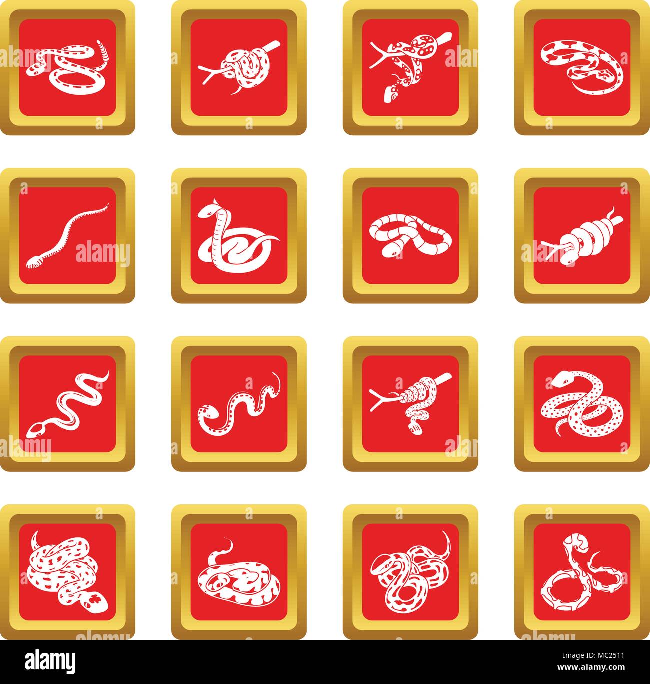 Snake icons set red square vector Stock Vector Image & Art - Alamy