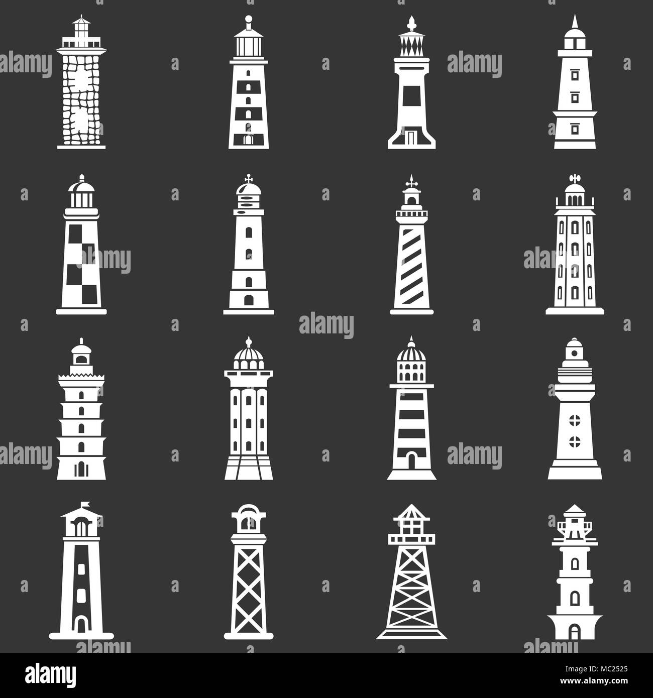 Lighthouse icons set grey vector Stock Vector Image & Art - Alamy
