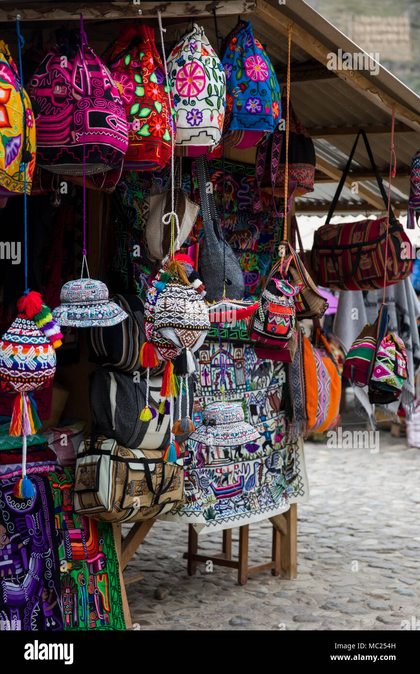 Traditional handcrafted goods on the street market in Cusco, Peru Stock ...