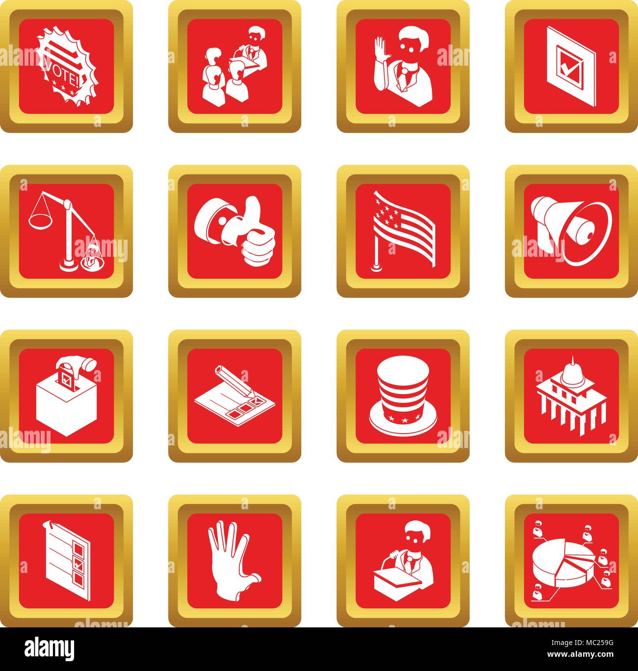 Election voting icons set red square vector Stock Vector Image & Art ...