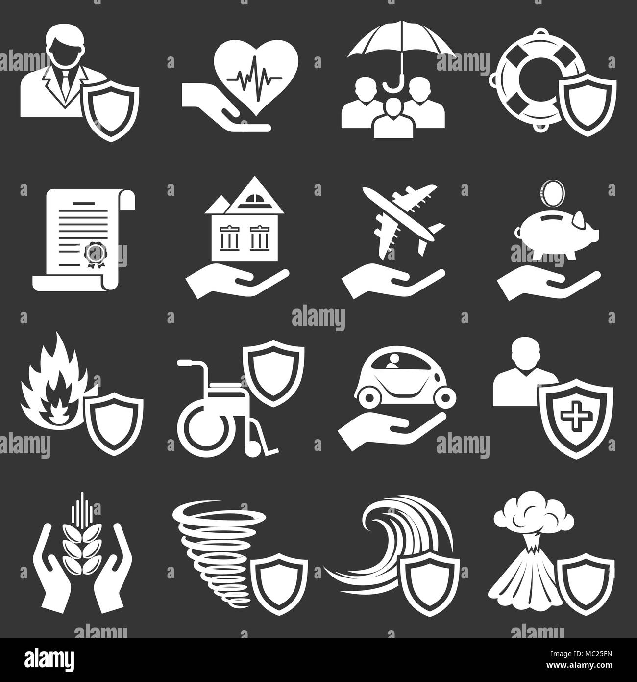 Insurance icons set grey vector Stock Vector Image & Art - Alamy