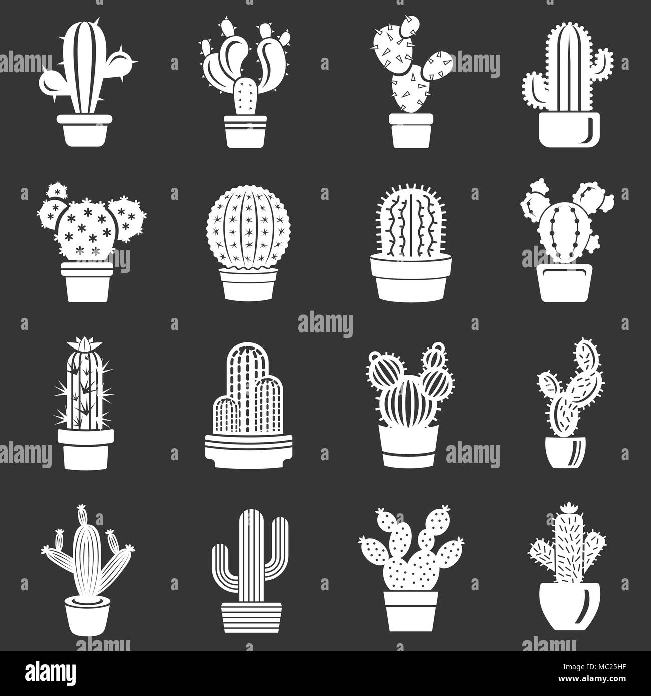 Cactus icons set grey vector Stock Vector Image & Art - Alamy