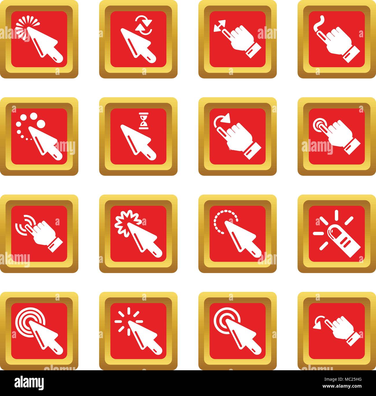 Hand click icons set red square vector Stock Vector Image & Art - Alamy