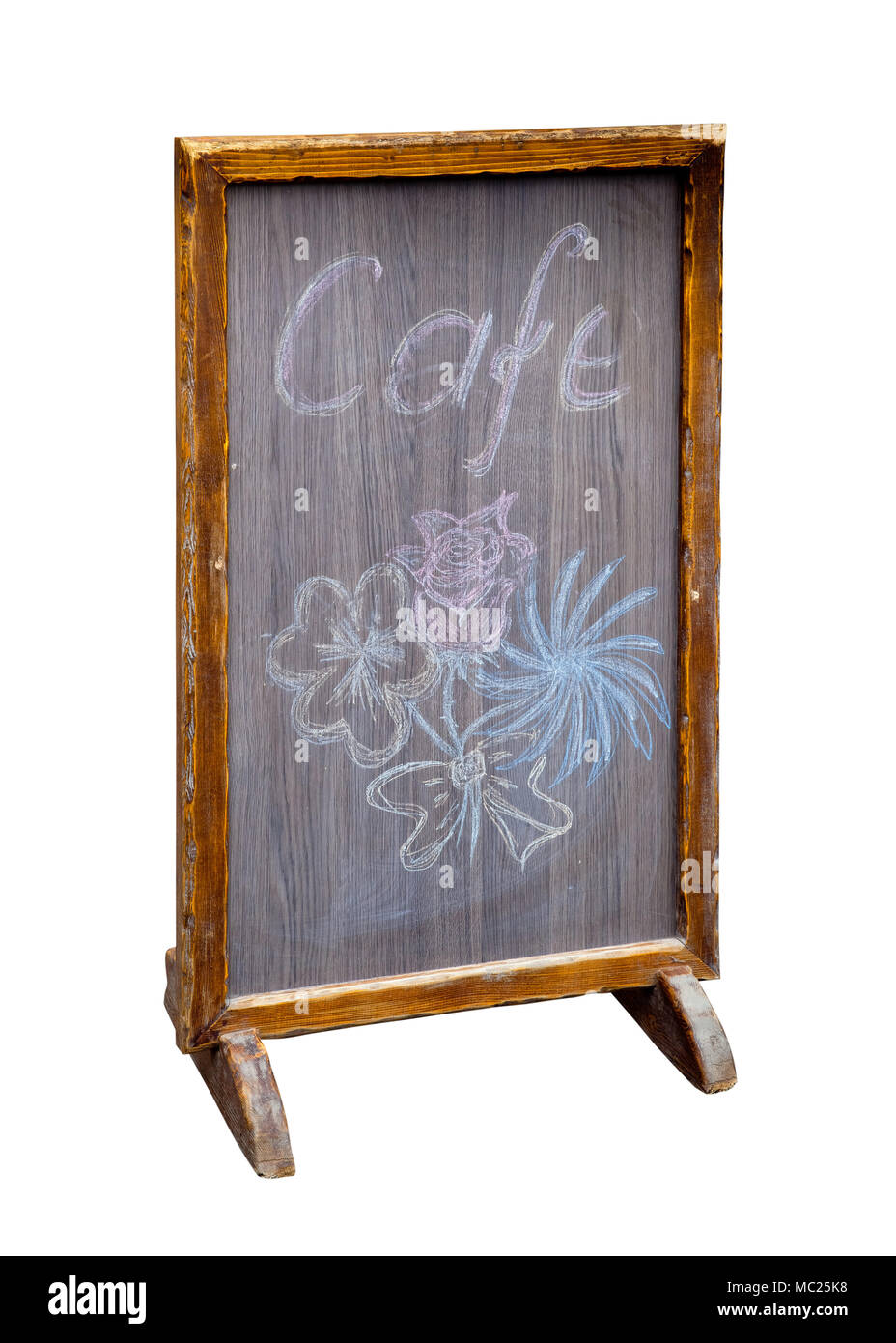 Standing menu black chalkboard isolated Stock Photo - Alamy