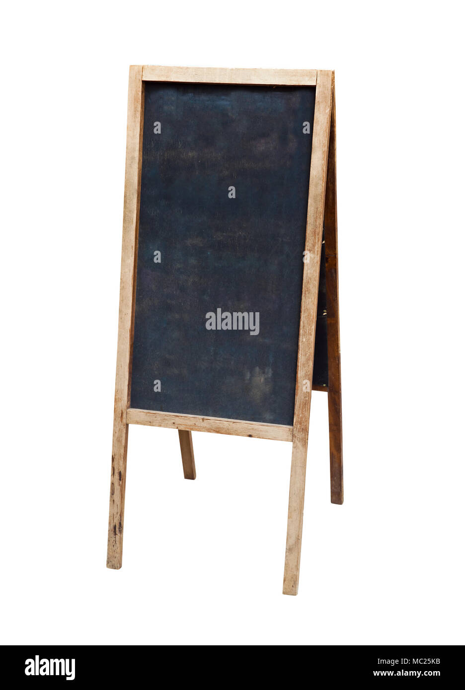 Standing menu black chalkboard isolated Stock Photo - Alamy