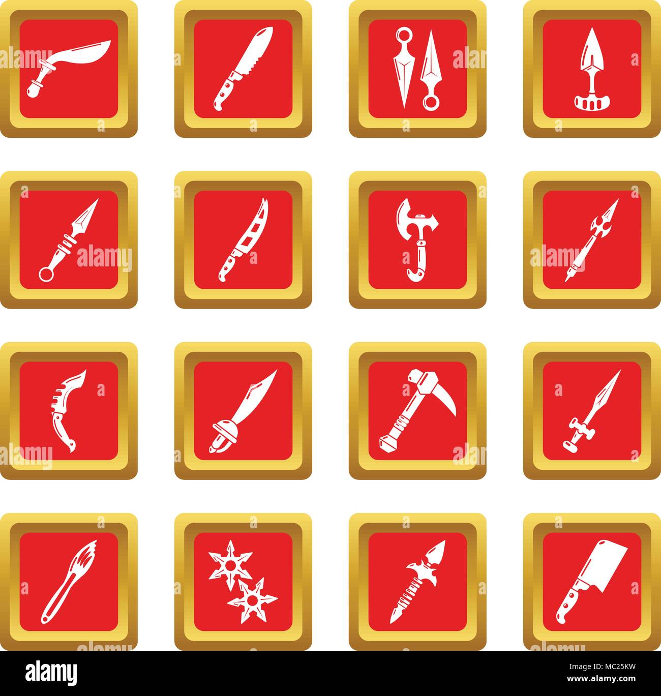 Steel arms items icons set red square vector Stock Vector Image & Art ...