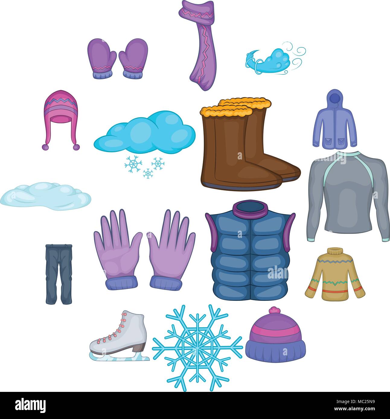 Winter clothes icons set, cartoon style Stock Vector Image & Art - Alamy