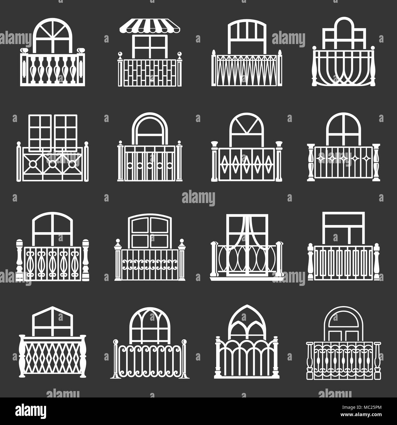 Balcony window icons set grey vector Stock Vector Image & Art - Alamy