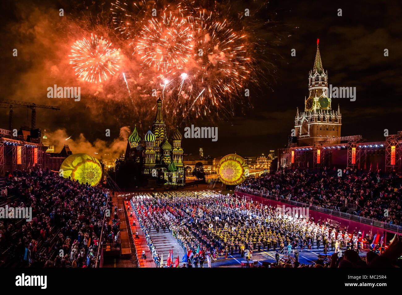 Firework pyrotechnic show on International Military Tattoo Music ...