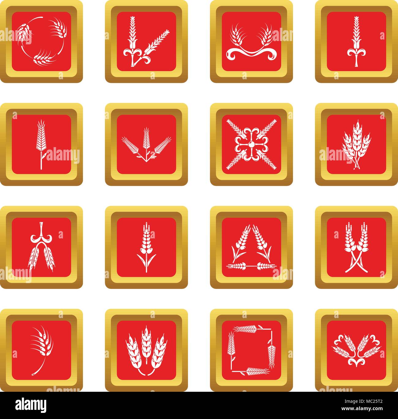 Ear corn icons set red square vector Stock Vector Image & Art - Alamy