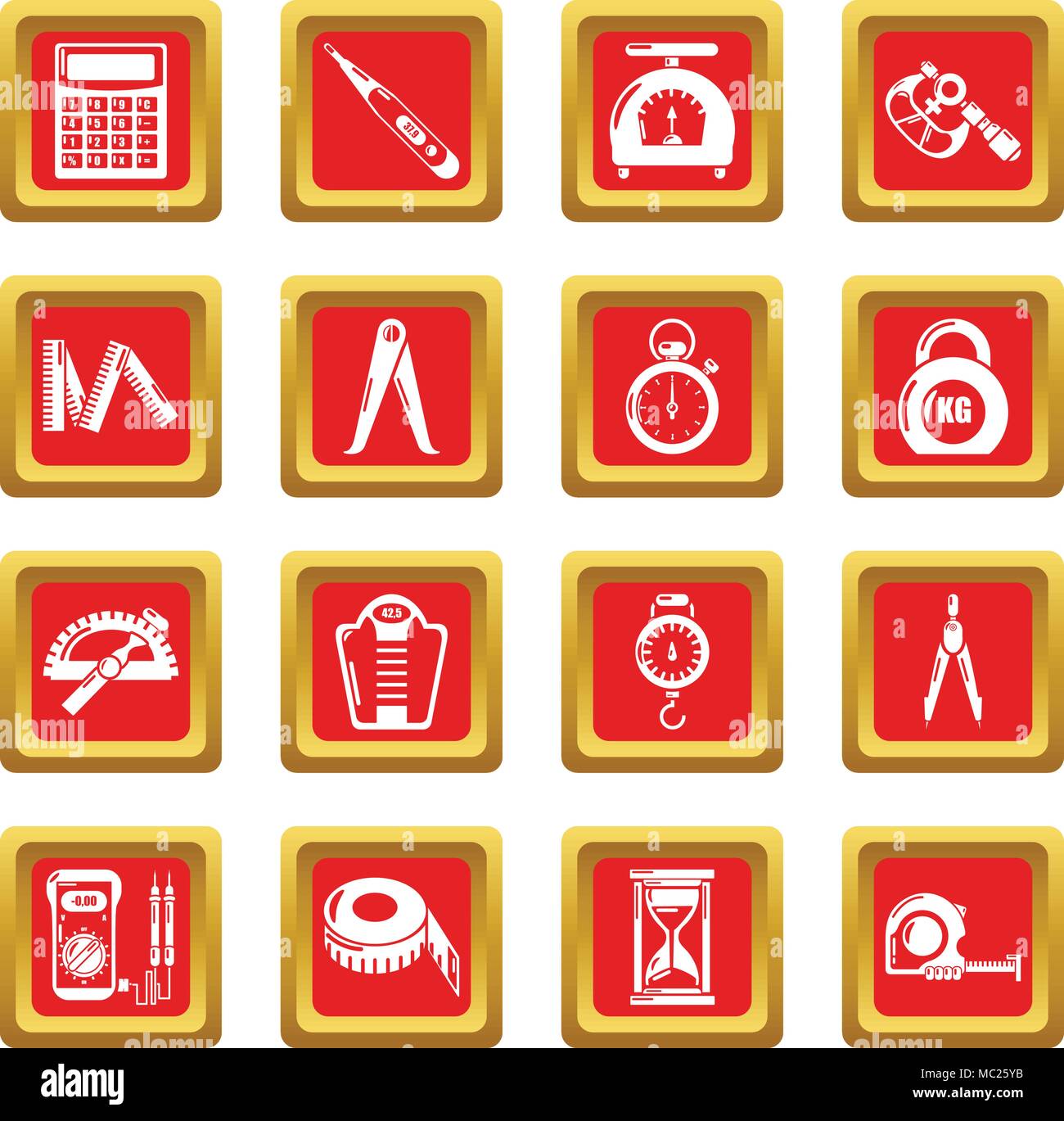 Measure precision icons set red square vector Stock Vector Image & Art ...