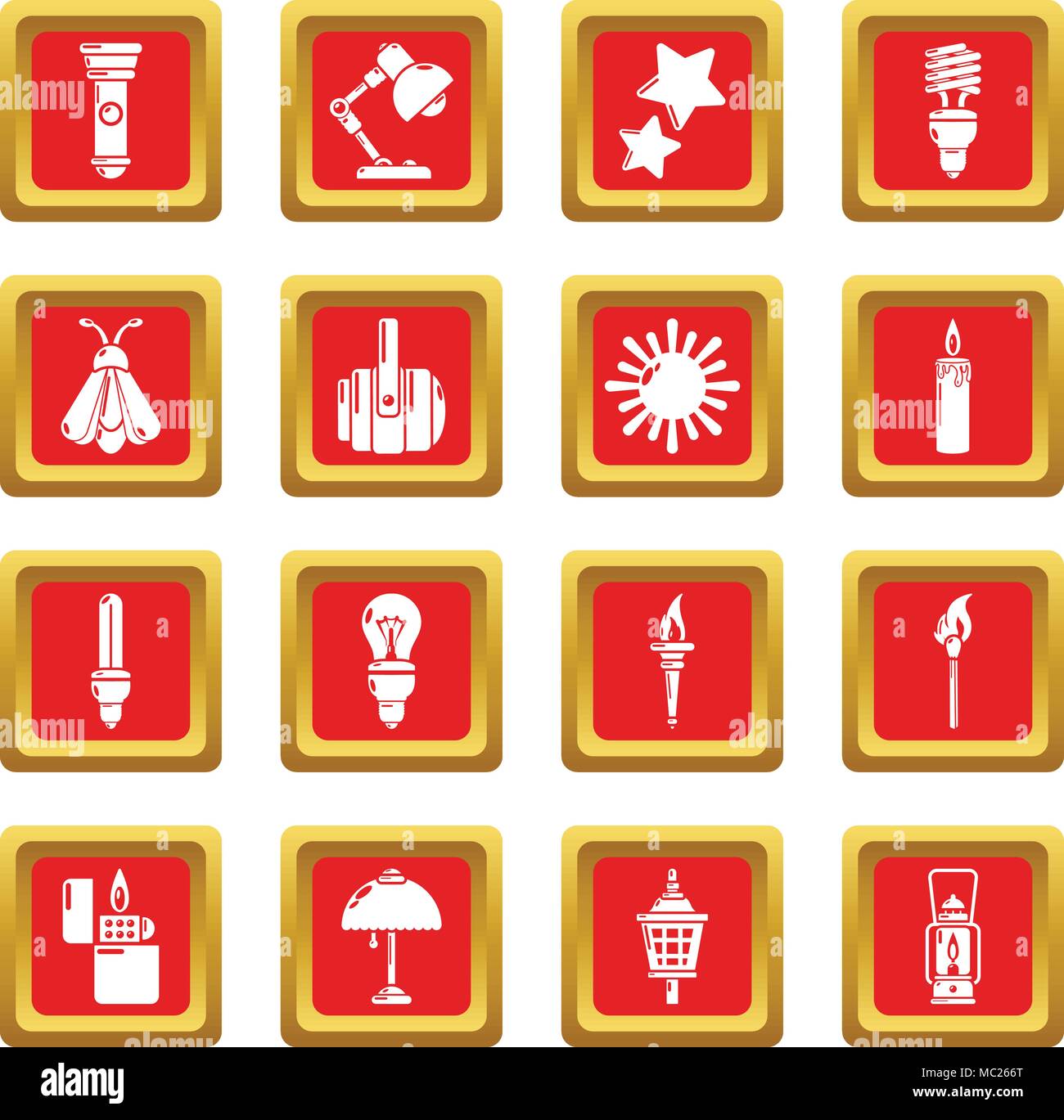 Light source icons set red square vector Stock Vector Image & Art - Alamy