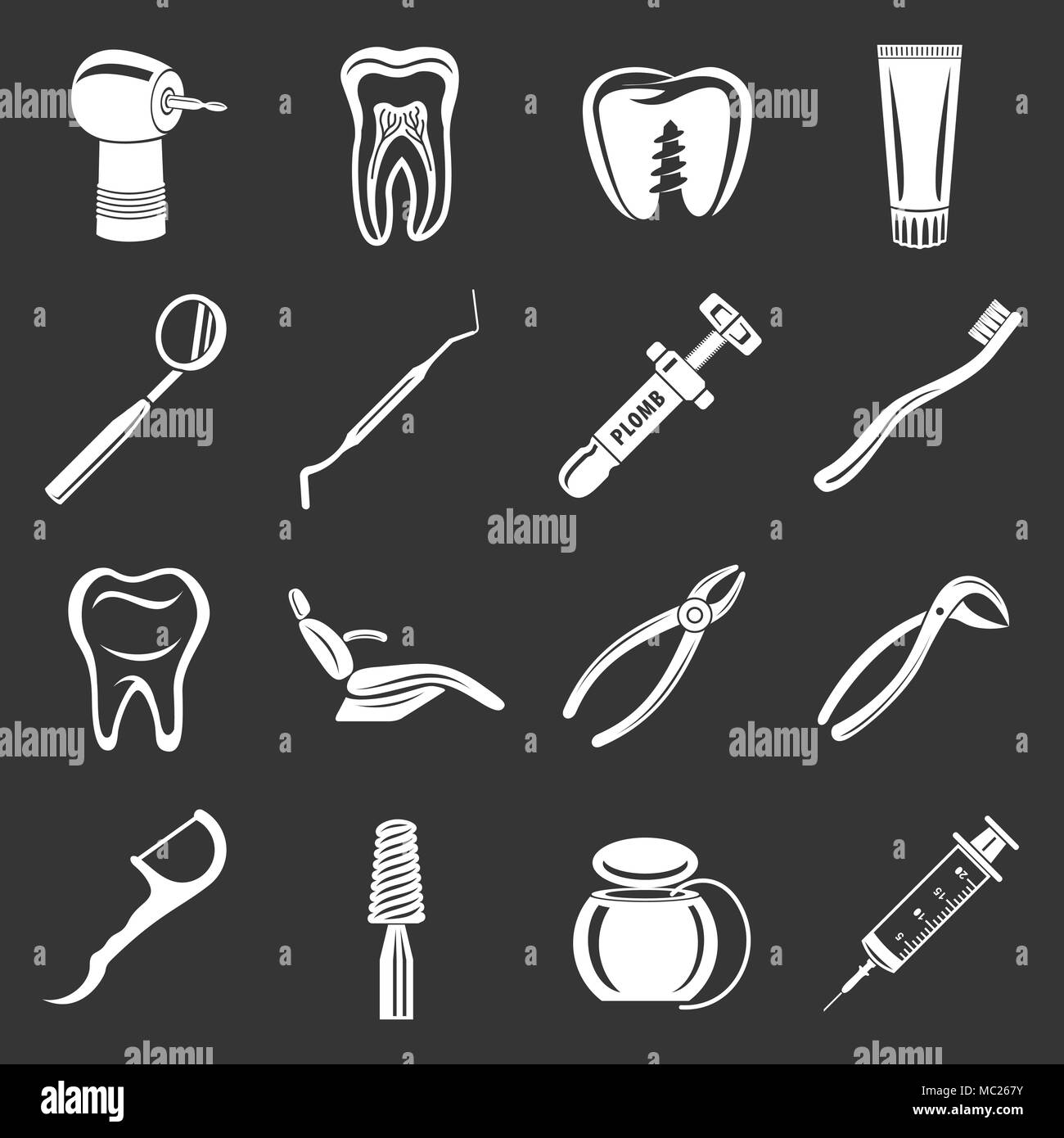 Dentist stomatologist icons set grey vector Stock Vector Image & Art ...