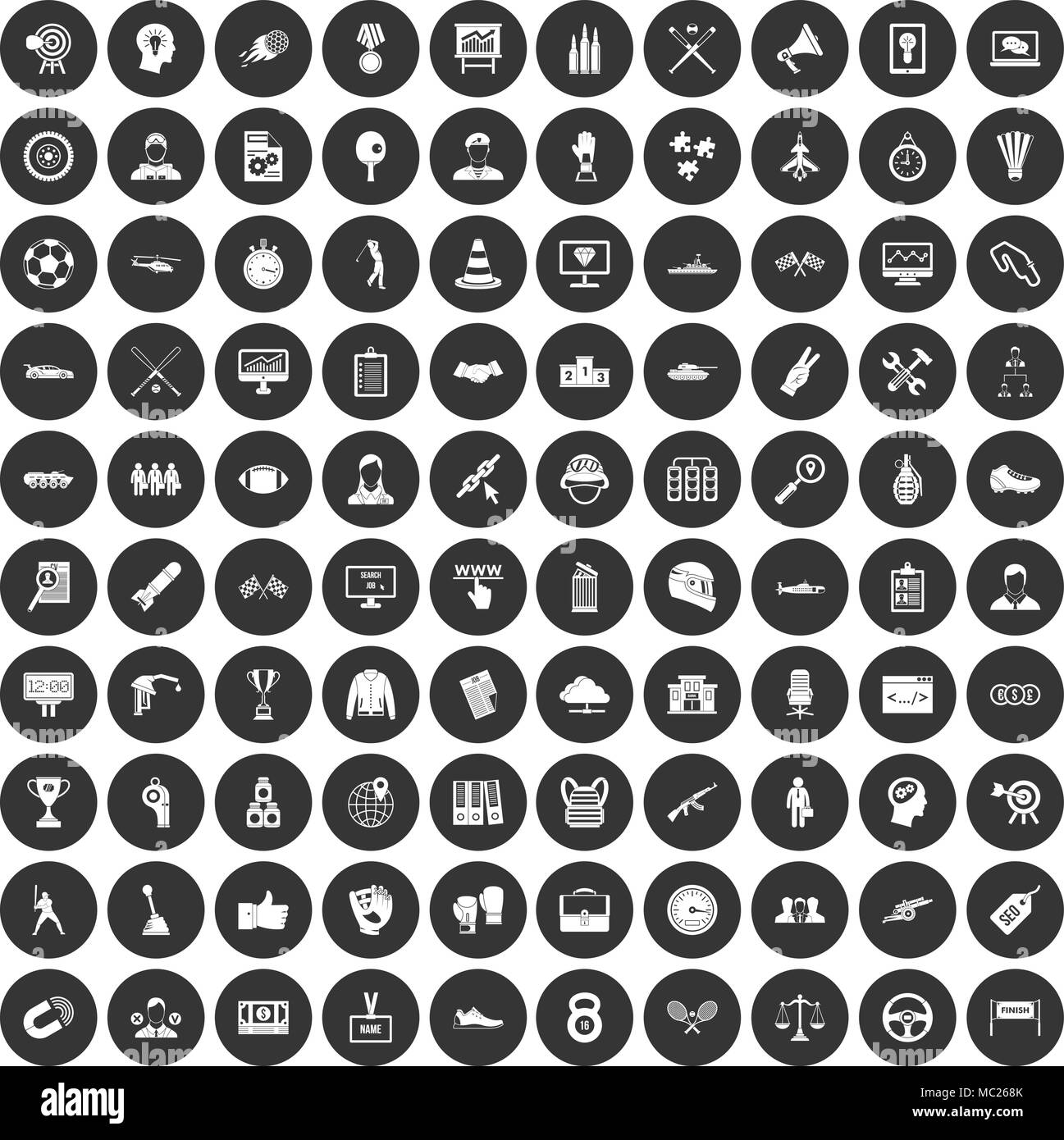 100 victory icons set black circle Stock Vector Image & Art - Alamy
