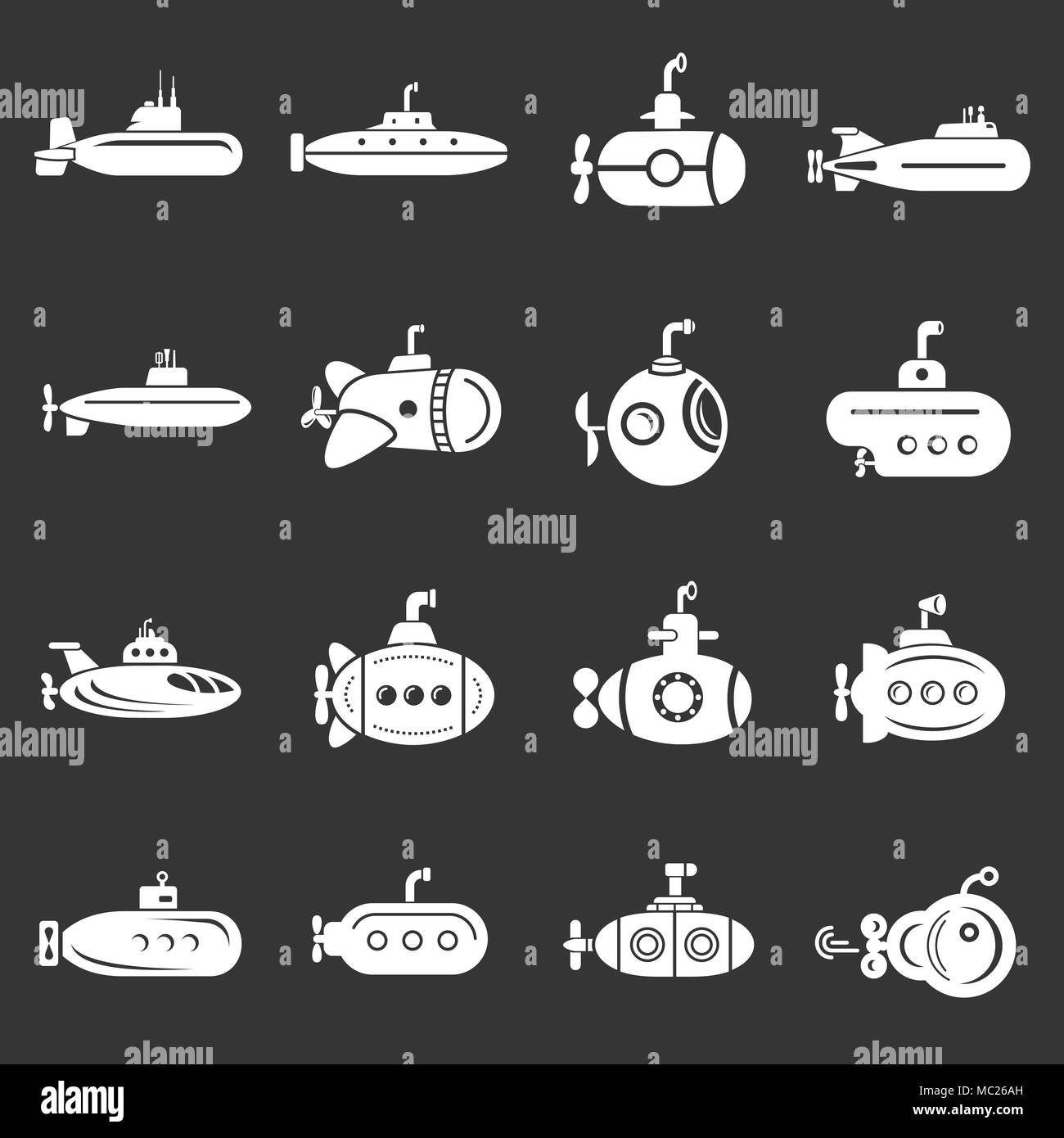 Submarine icons set grey vector Stock Vector Image & Art - Alamy