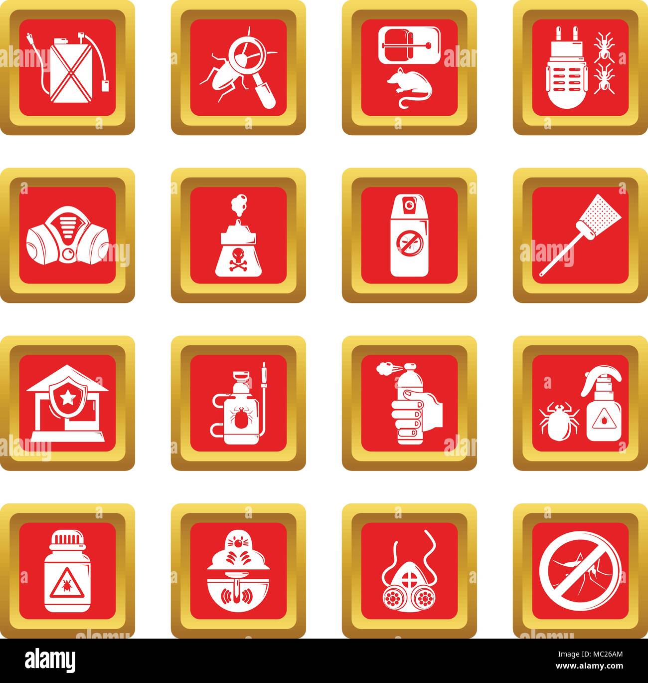 Pest control tools icons set red square vector Stock Vector Image & Art ...