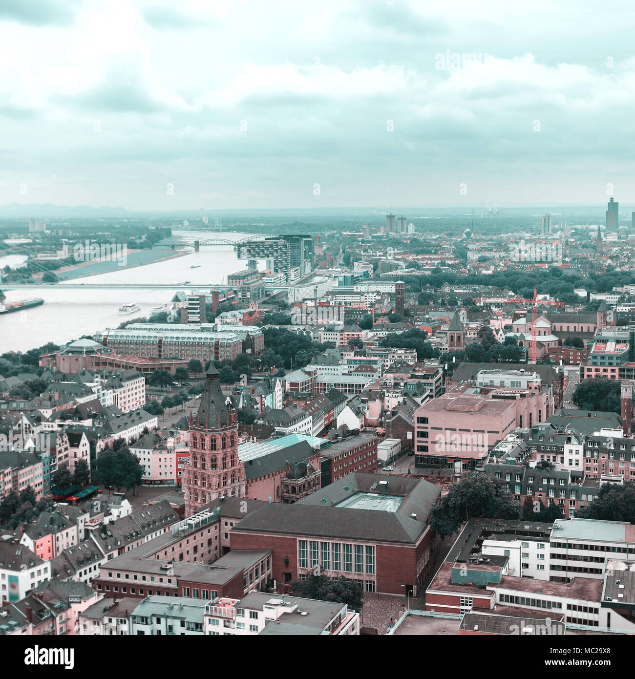 Aerial view of Cologne from the Dom Cathedral Stock Photo - Alamy