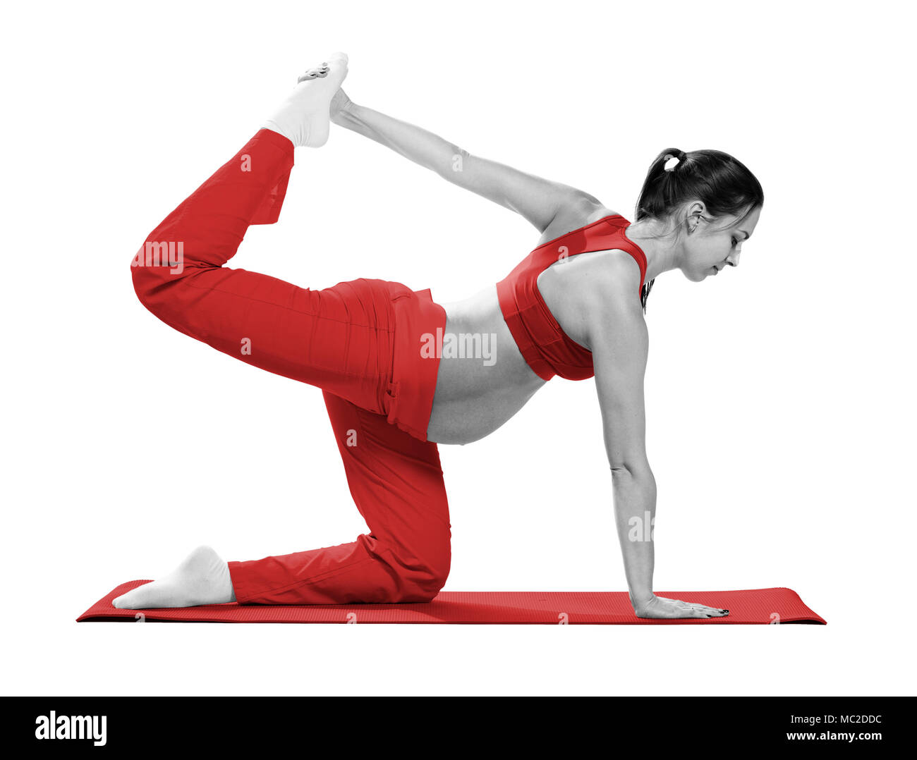 Pregnant woman making exercise, isolated Stock Photo - Alamy