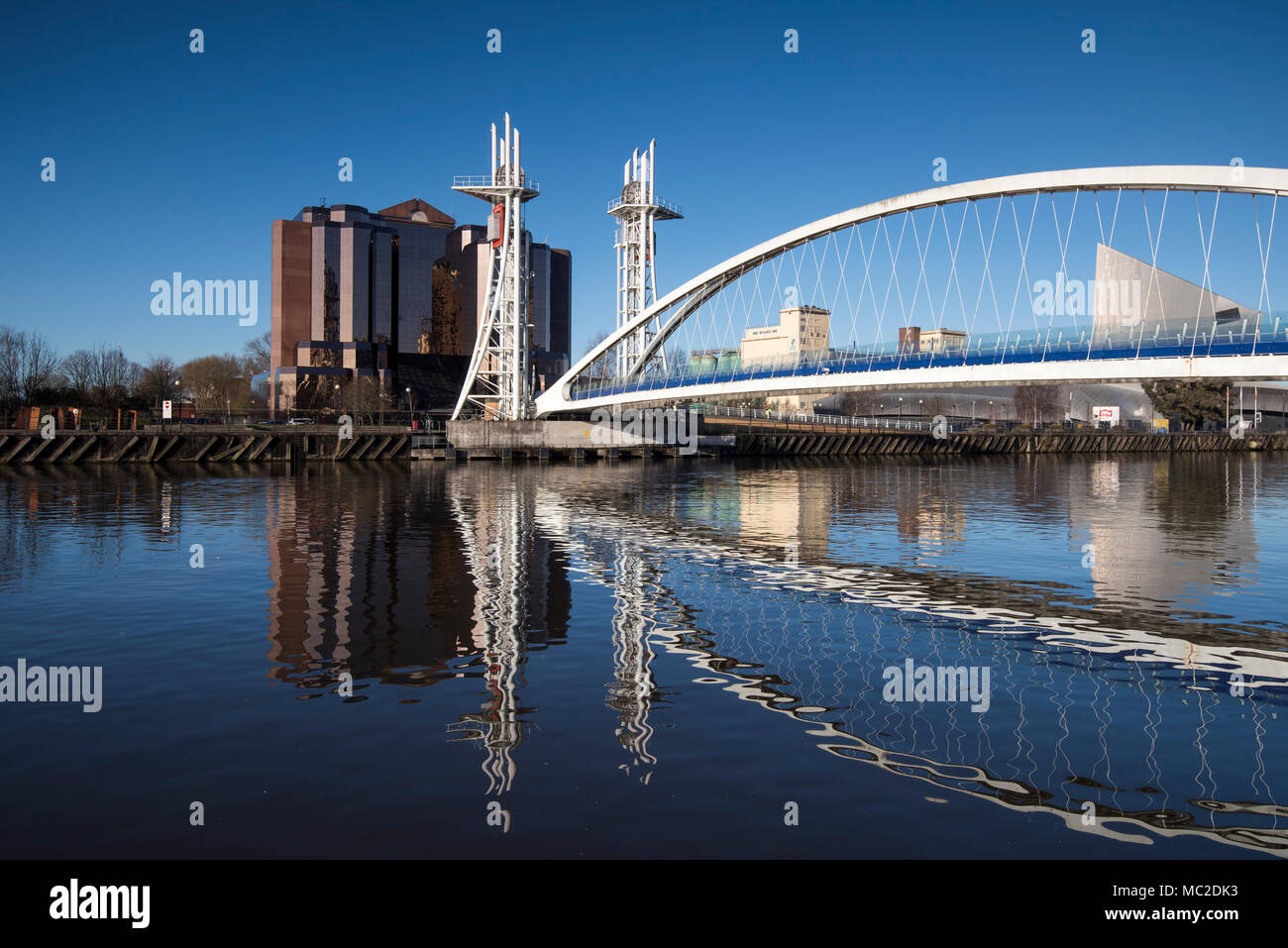 The Millennium Bridge at Salford Quays, Greater Manchester England UK ...