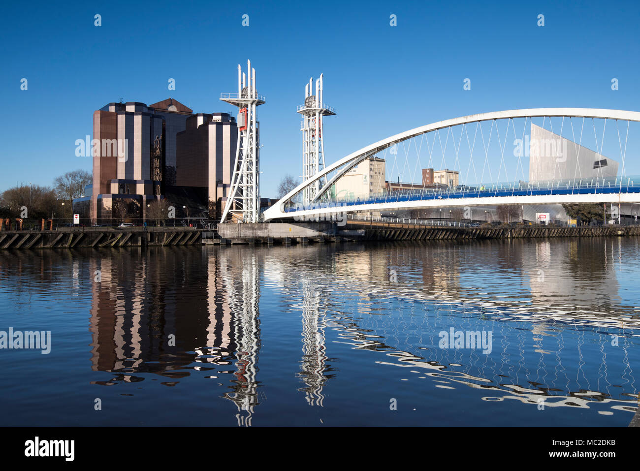 The Millennium Bridge at Salford Quays, Greater Manchester England UK ...