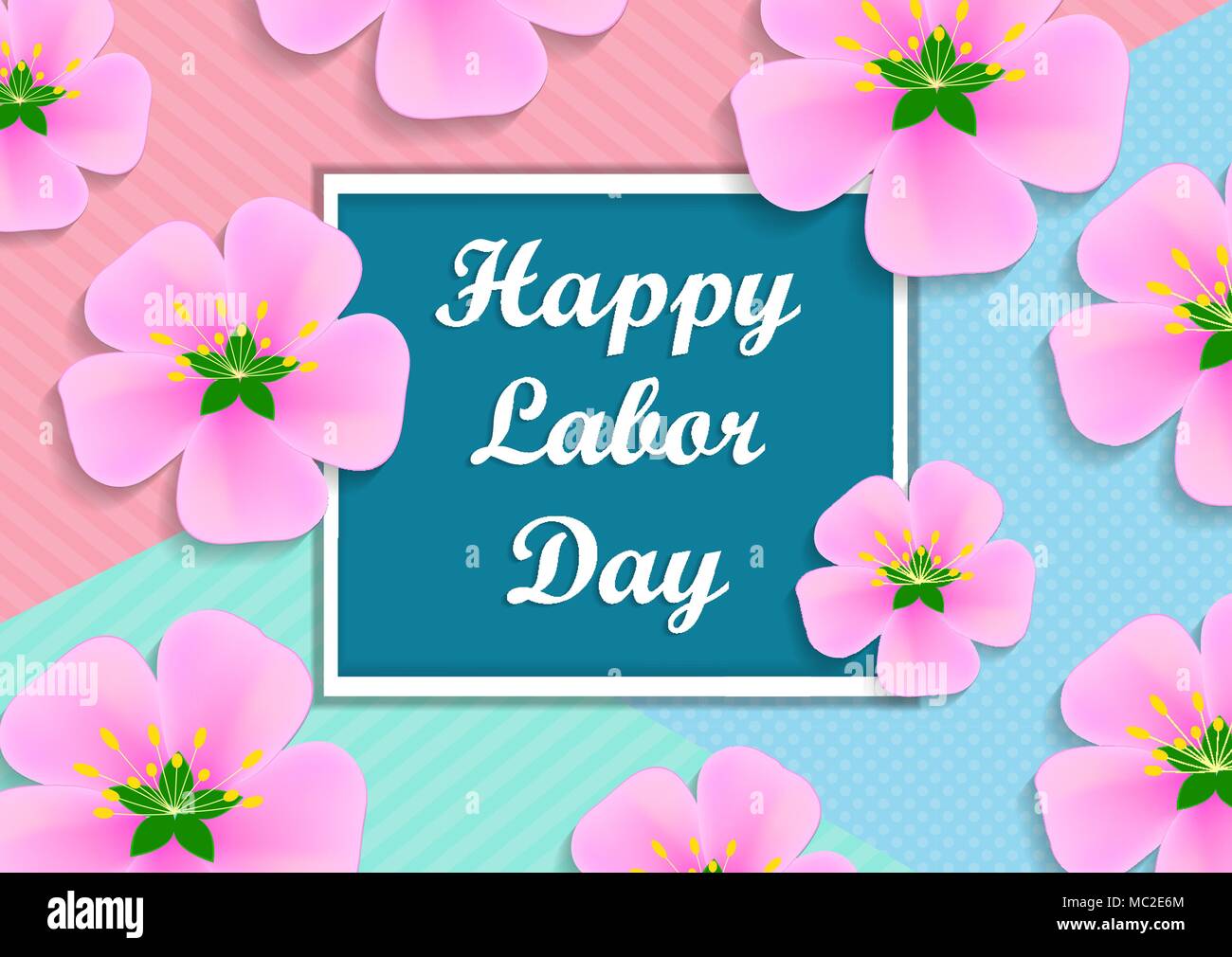 Vector illustration with text - Happy Labor Day. May holiday. Frame ...