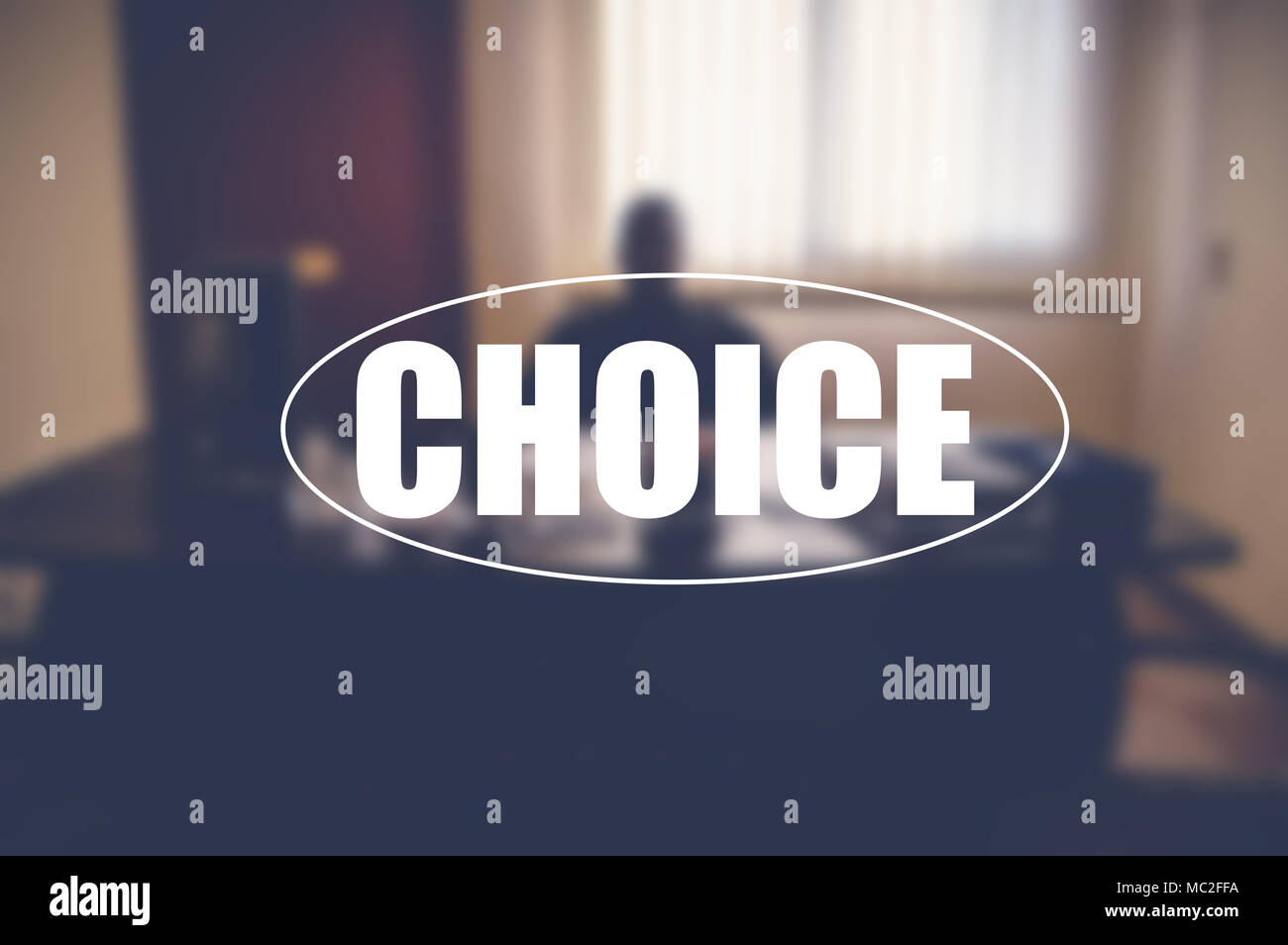 Choice word with blurring background Stock Photo - Alamy