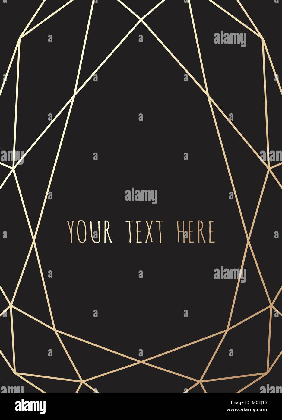 Gold polygonal frame , geometric, diamond shapes. vector design frame ...