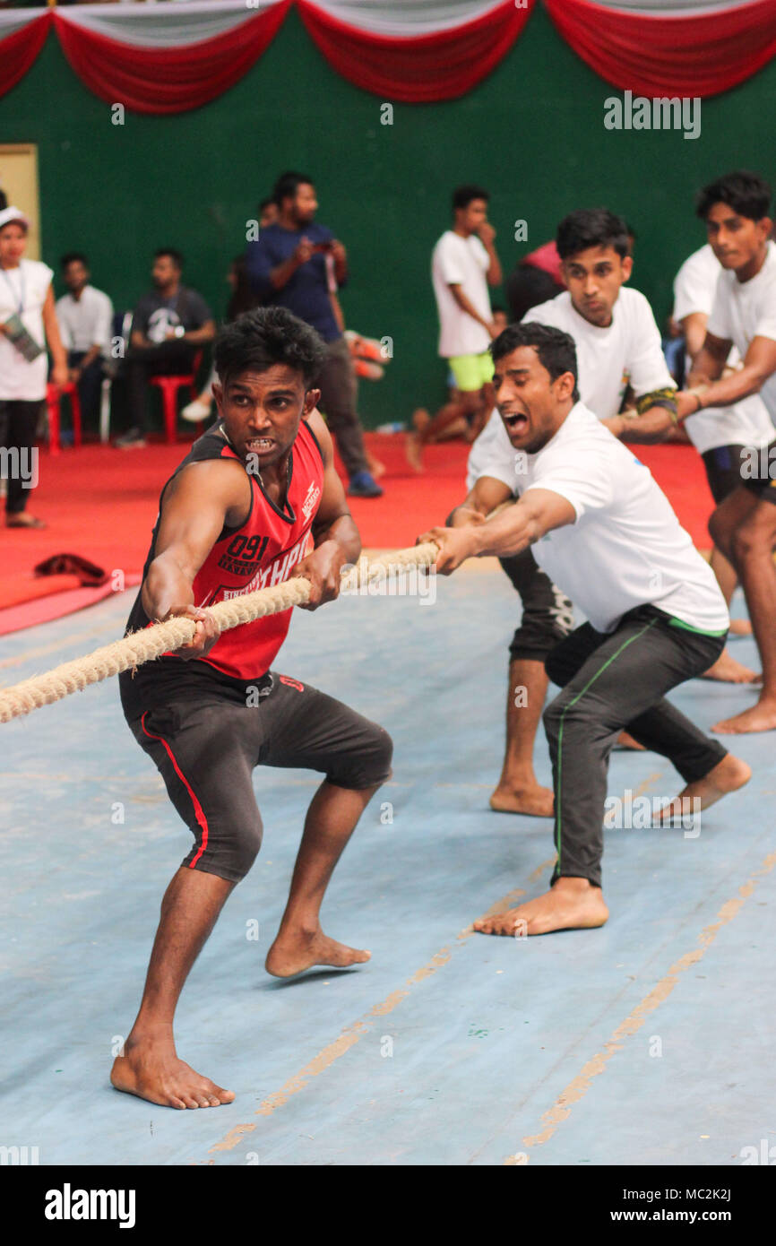 Guwahati, India. 12th Apr, 2018. Players in action in Traditional game ...