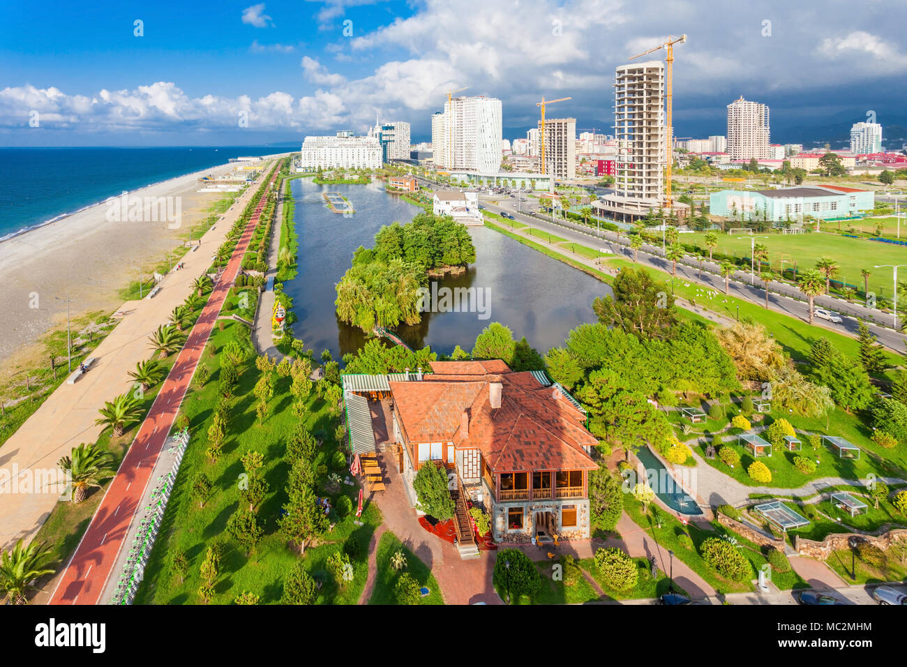 Batumi aerial view from seafront viewpoint tower in Batumi, Adjara ...