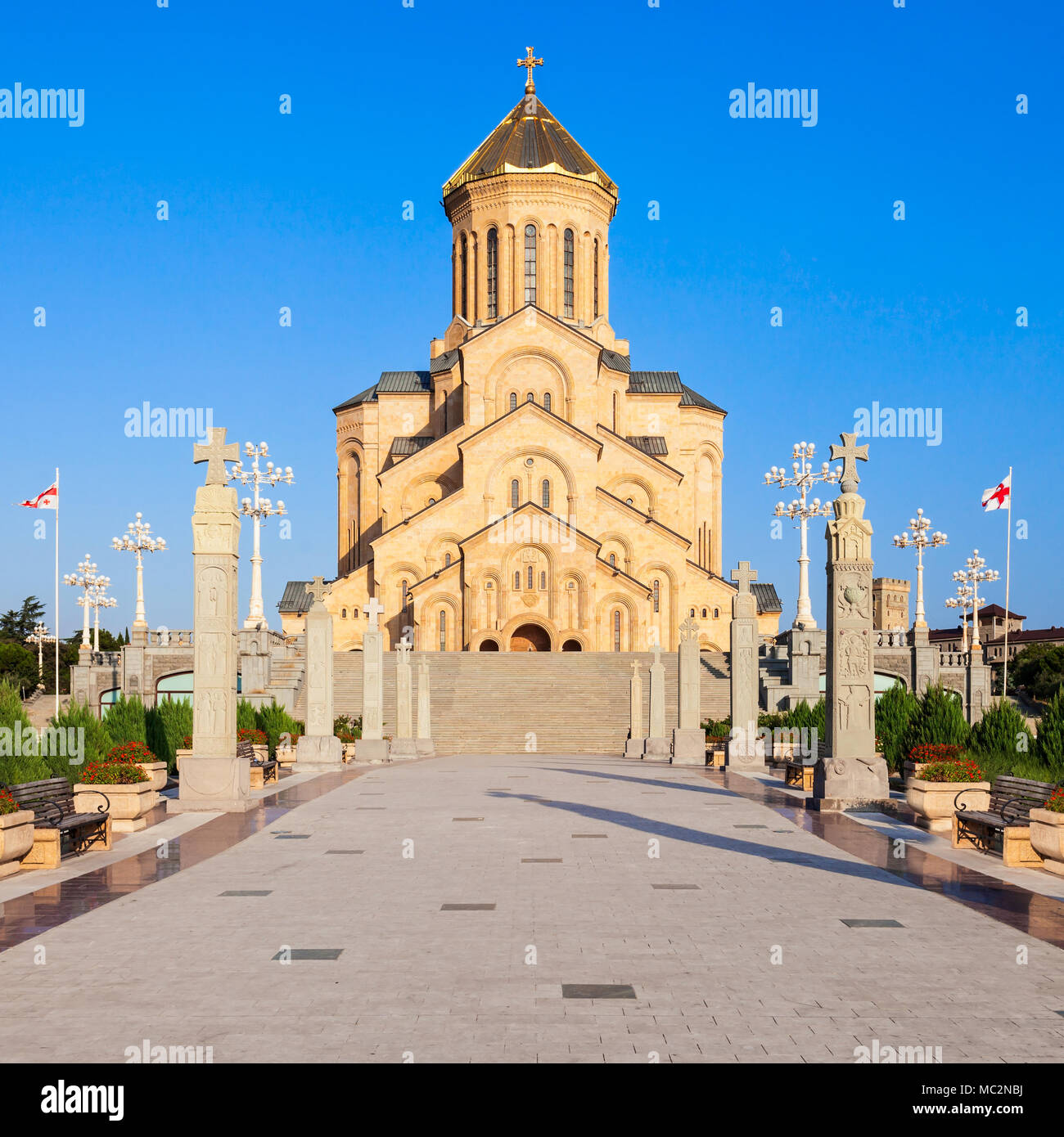 Tsminda Sameba Church (The Holy Trinity Cathedral of Tbilisi) at ...