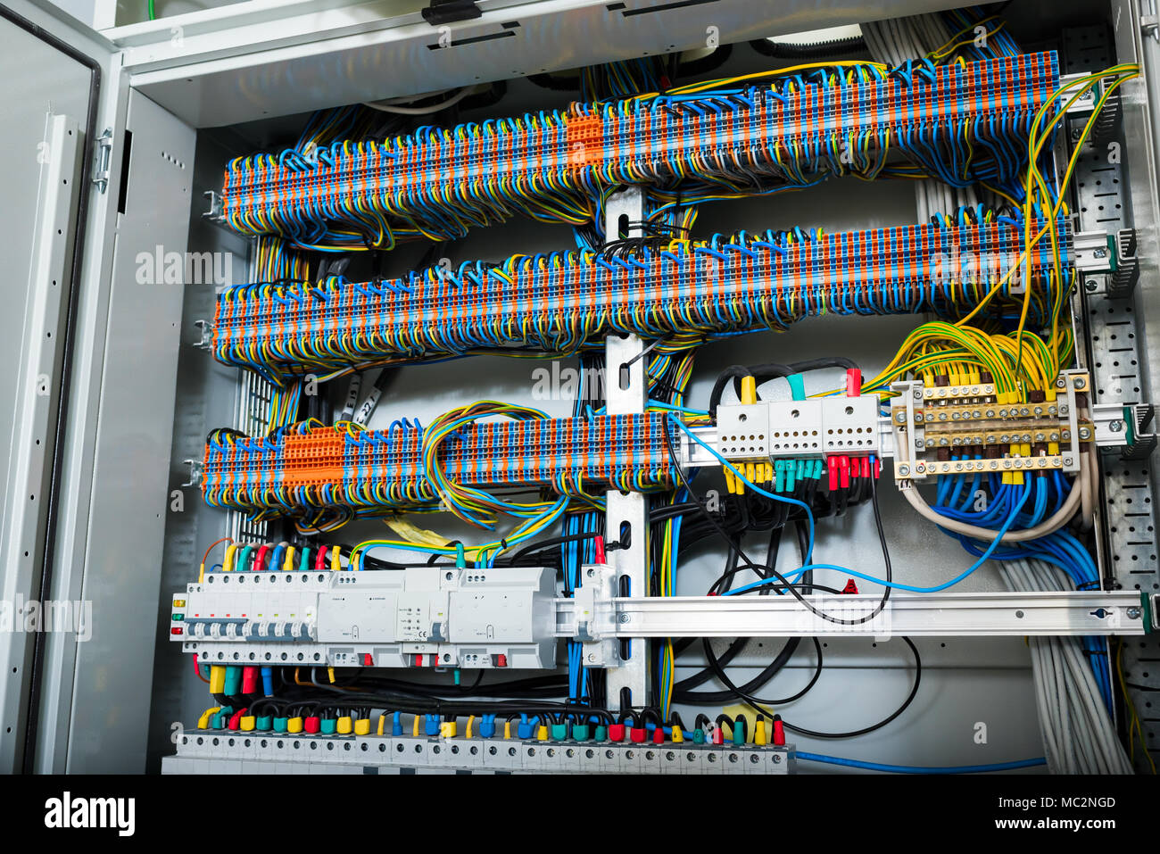 wires in electrical panel in the box Stock Photo - Alamy