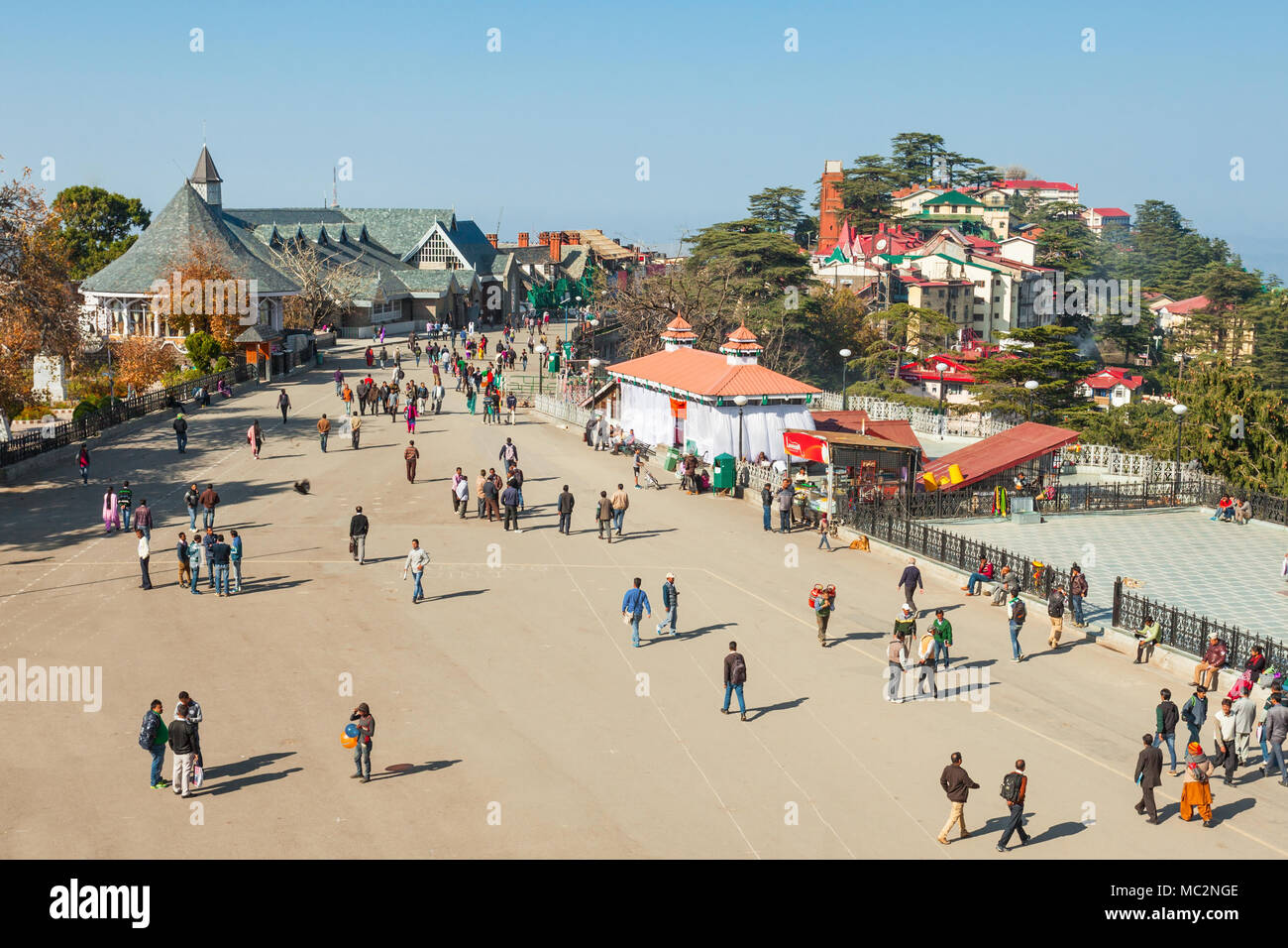 SHIMLA, INDIA - NOVEMBER 05, 2015: The Ridge road is a large open space ...