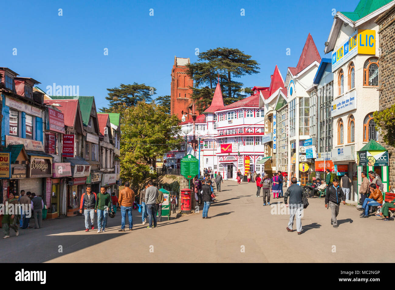 SHIMLA, INDIA - NOVEMBER 05, 2015: The Ridge road is a large open space ...