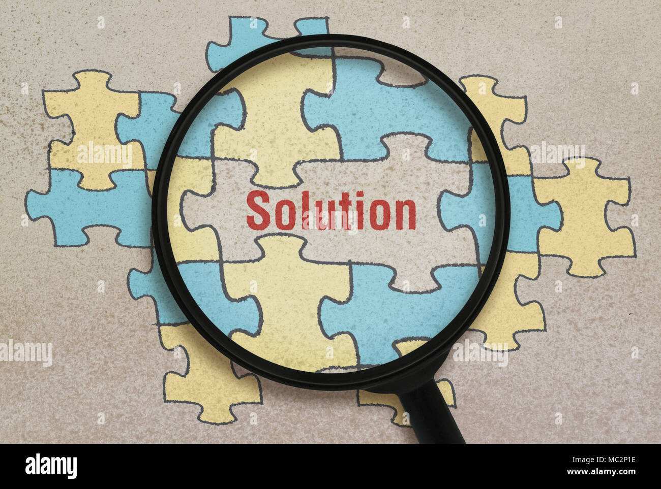 Word Solution written in the place of a missing puzzle under a ...