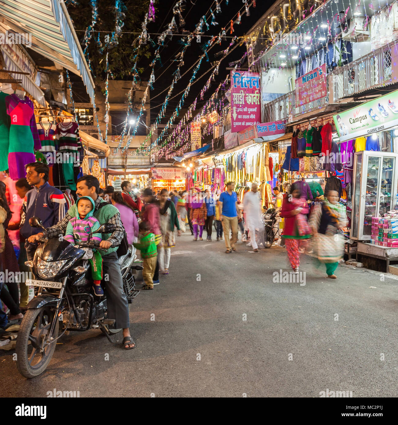 RISHIKESH, INDIA - NOVEMBER 08, 2015: Street on Diwali festival. Diwali ...