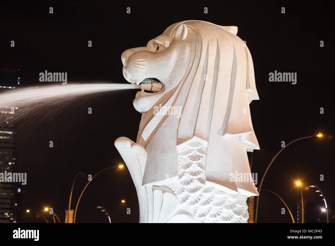 SINGAPORE - OCTOBER 17, 2014: The Merlion is a traditional creature in ...