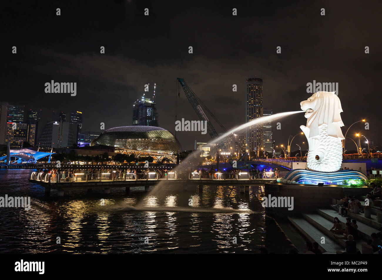 SINGAPORE - OCTOBER 17, 2014: The Merlion is a traditional creature in ...