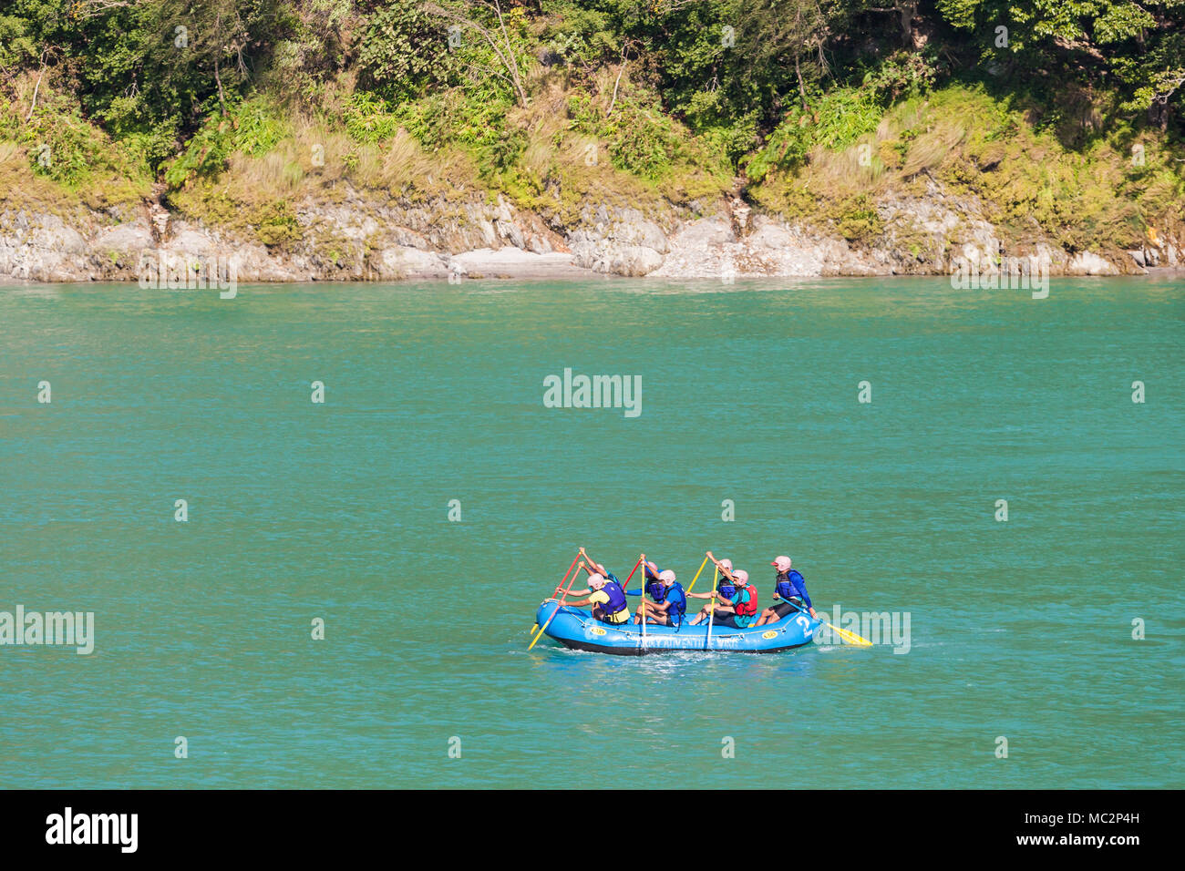 RISHIKESH, INDIA - NOVEMBER 12, 2015: Rafting on the Ganges river in ...