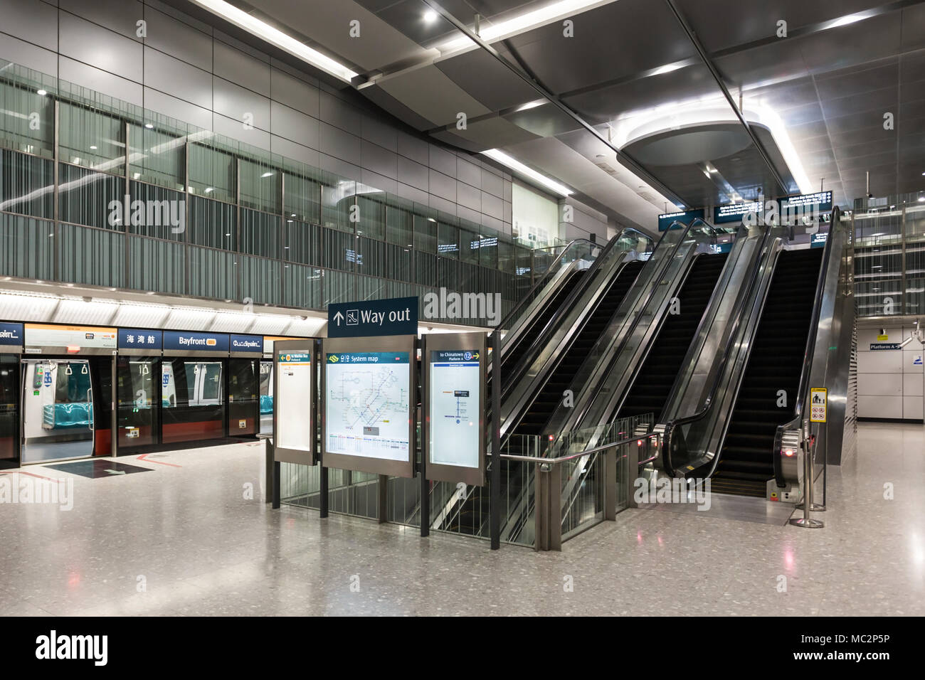 SINGAPORE - OCTOBER 18, 2014: The Mass Rapid Transit is a rapid transit ...