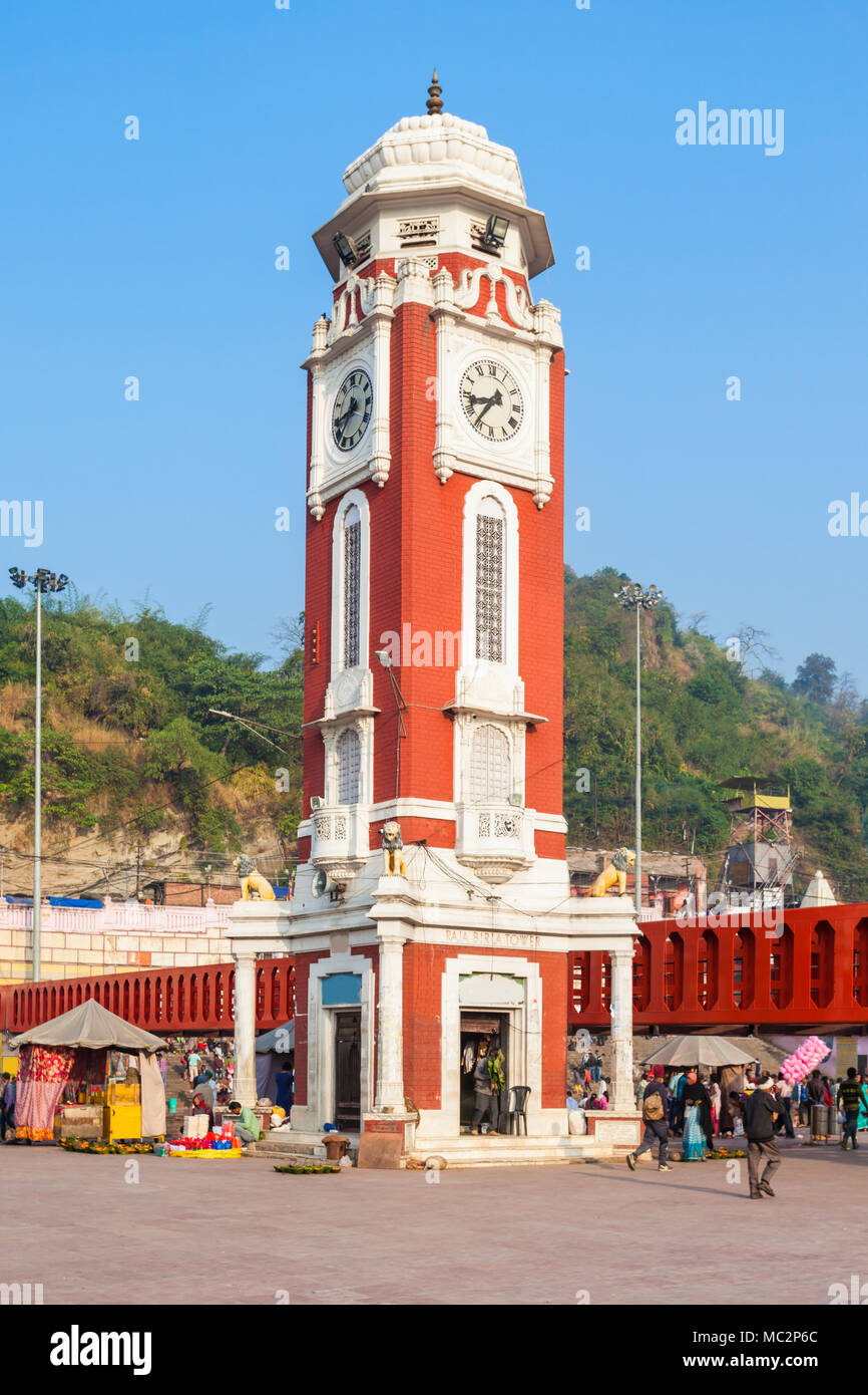 Birla Clock Tower at Har Ki Pauri ghat in Haridwar, India Stock Photo ...