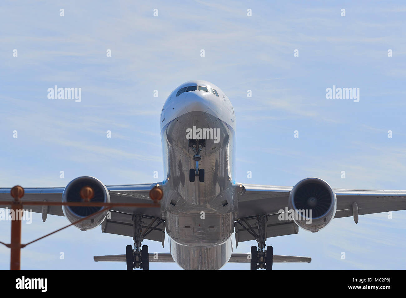 Abstract Close Up Of Boeing 777 Passenger Plane On Final Approach To ...