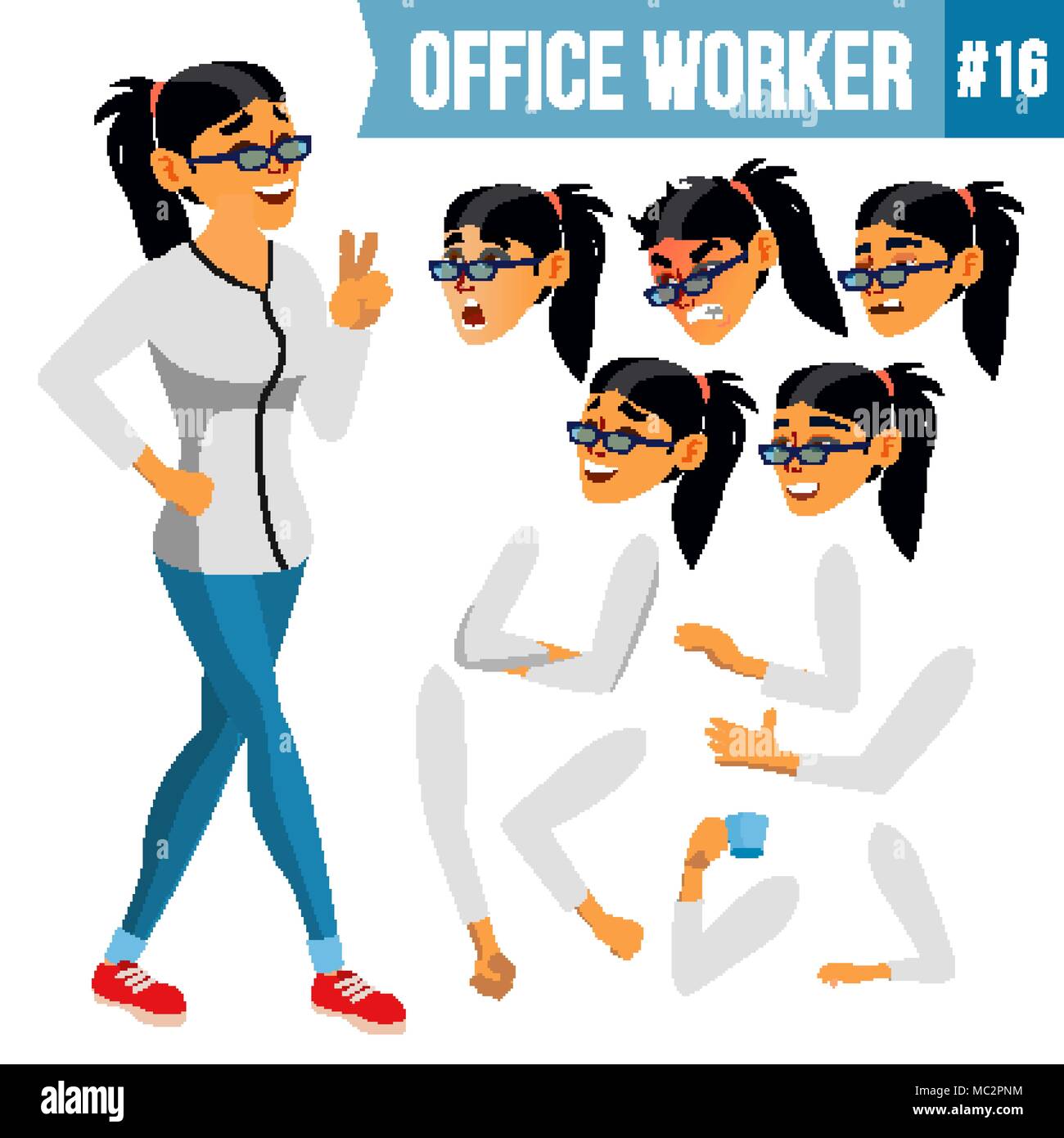Office Worker Vector. Woman. Modern Employee, Laborer. Business Worker ...