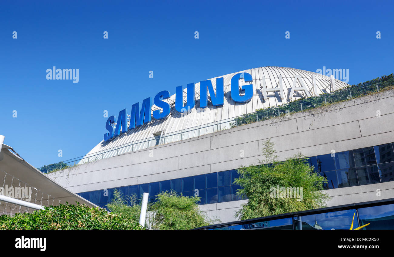 Manila, Philippines - Feb 24, 2018 : Samsung logo at SM Aura Premier ...