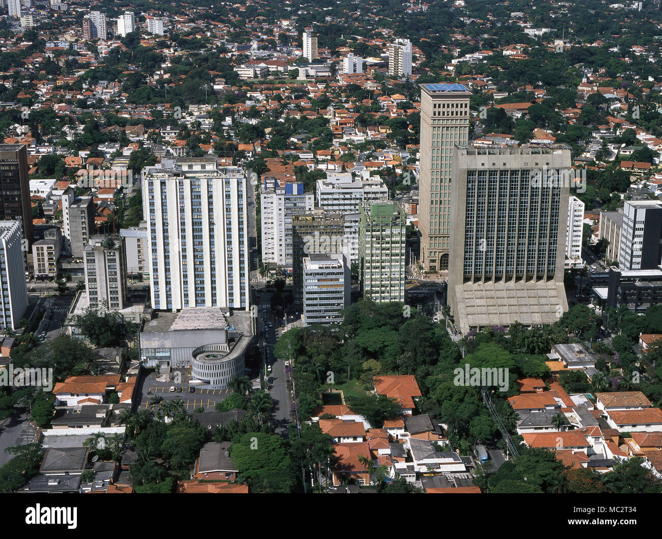 Aerial view, Brigadeiro Faria Lima Avenue, Pinheiros, Sao Paulo, Brazil ...