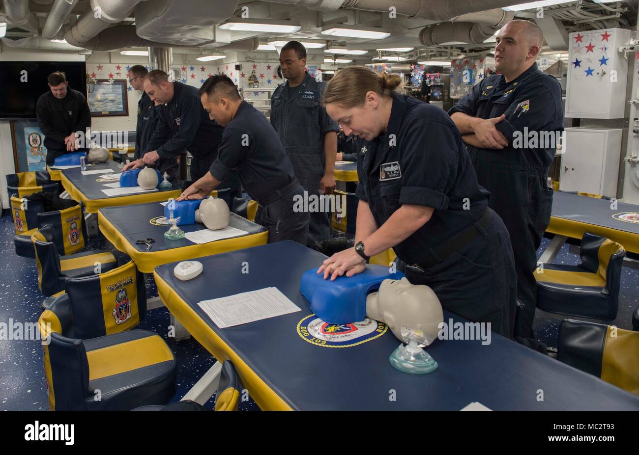 180114-N-OI558-1074 RED SEA (Jan 14, 2018) Sailors practice on CPR ...