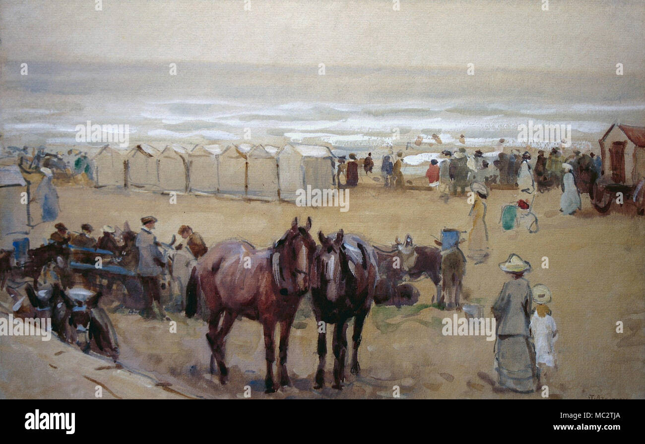 Atkinson John - Victorian Beach Scene Stock Photo - Alamy